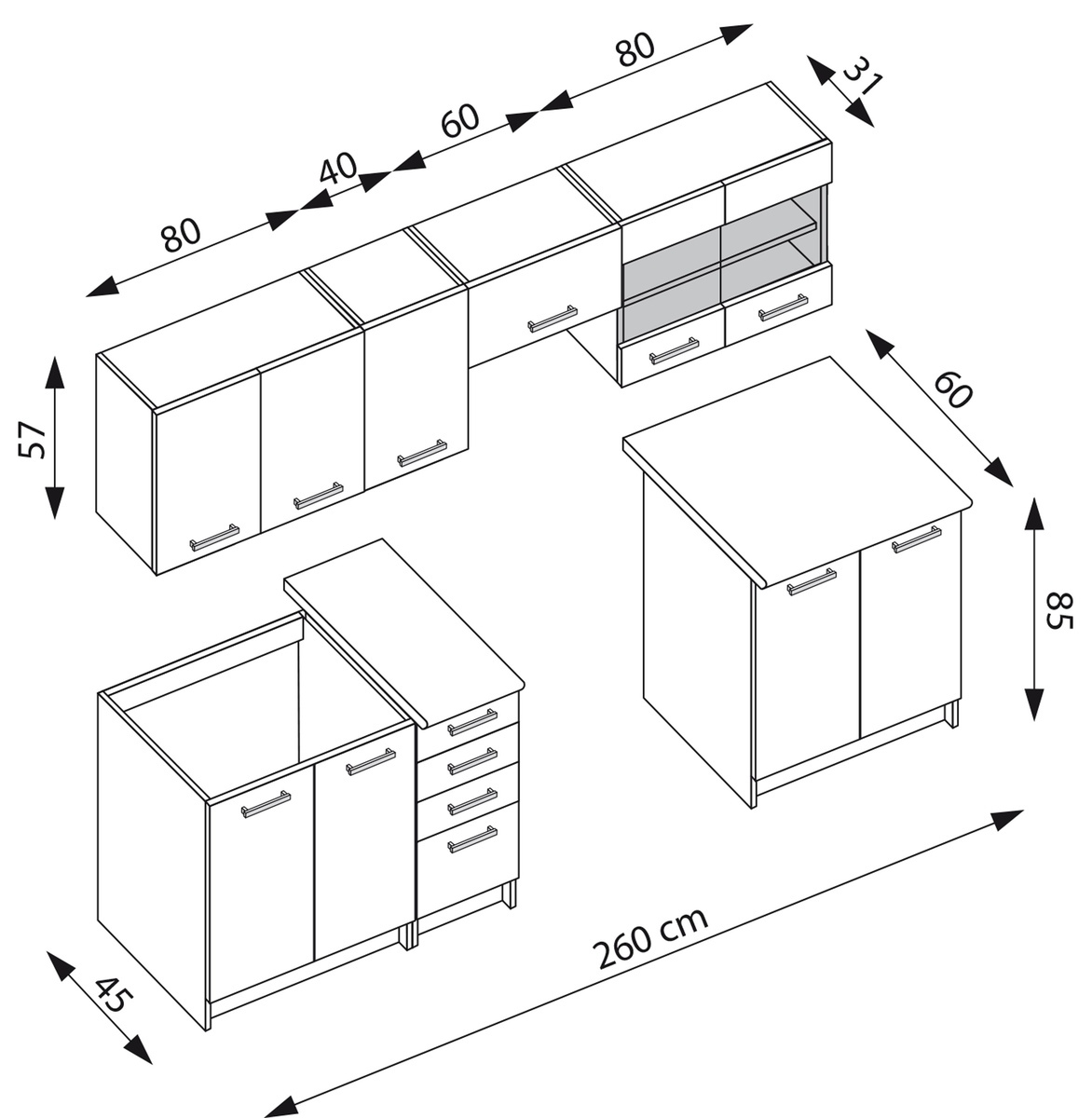 Kuhinjski set Houston 1138 (Tamni hrast + Svijetli hrast) - Kuhinjski i ...