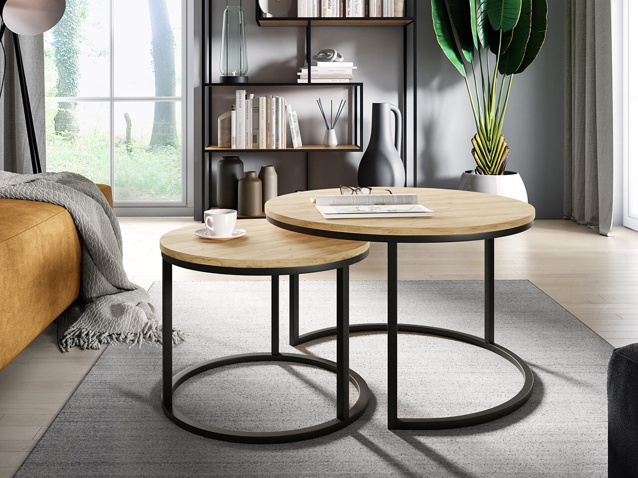 Stolići za kavu Oswego 103 (Craft hrast + Crna) - Namještaj za dnevni boravak | Namjestaj.hr