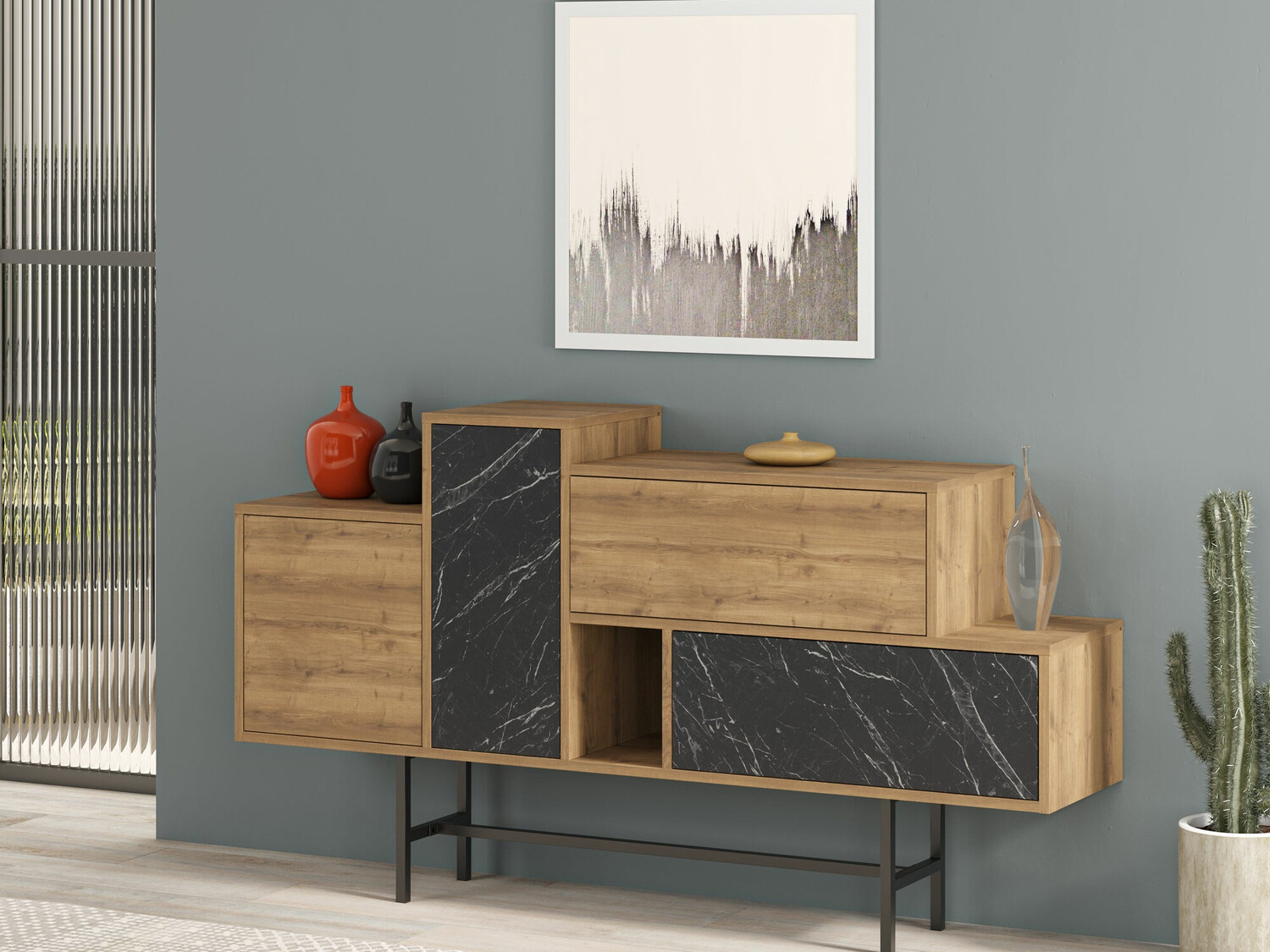 Komoda Kailua 2004 (Antracit + Hrast) - Namještaj za dnevni boravak ...