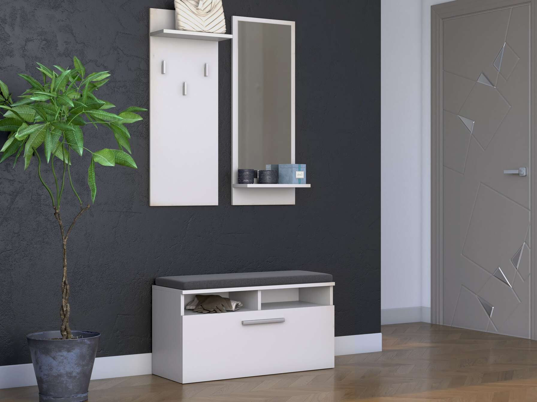 Set za hodnik Mandeville 190 (Bijela) - Namještaj za hodnik | Namjestaj.hr