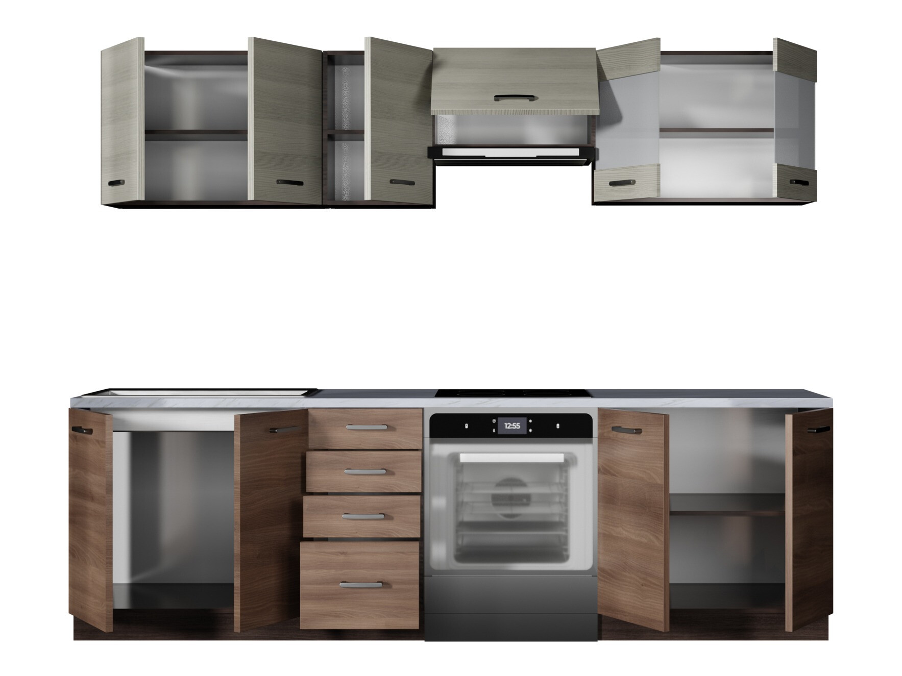 Kuhinjski set Houston 1138 (Tamni hrast + Svijetli hrast) - Kuhinjski i ...