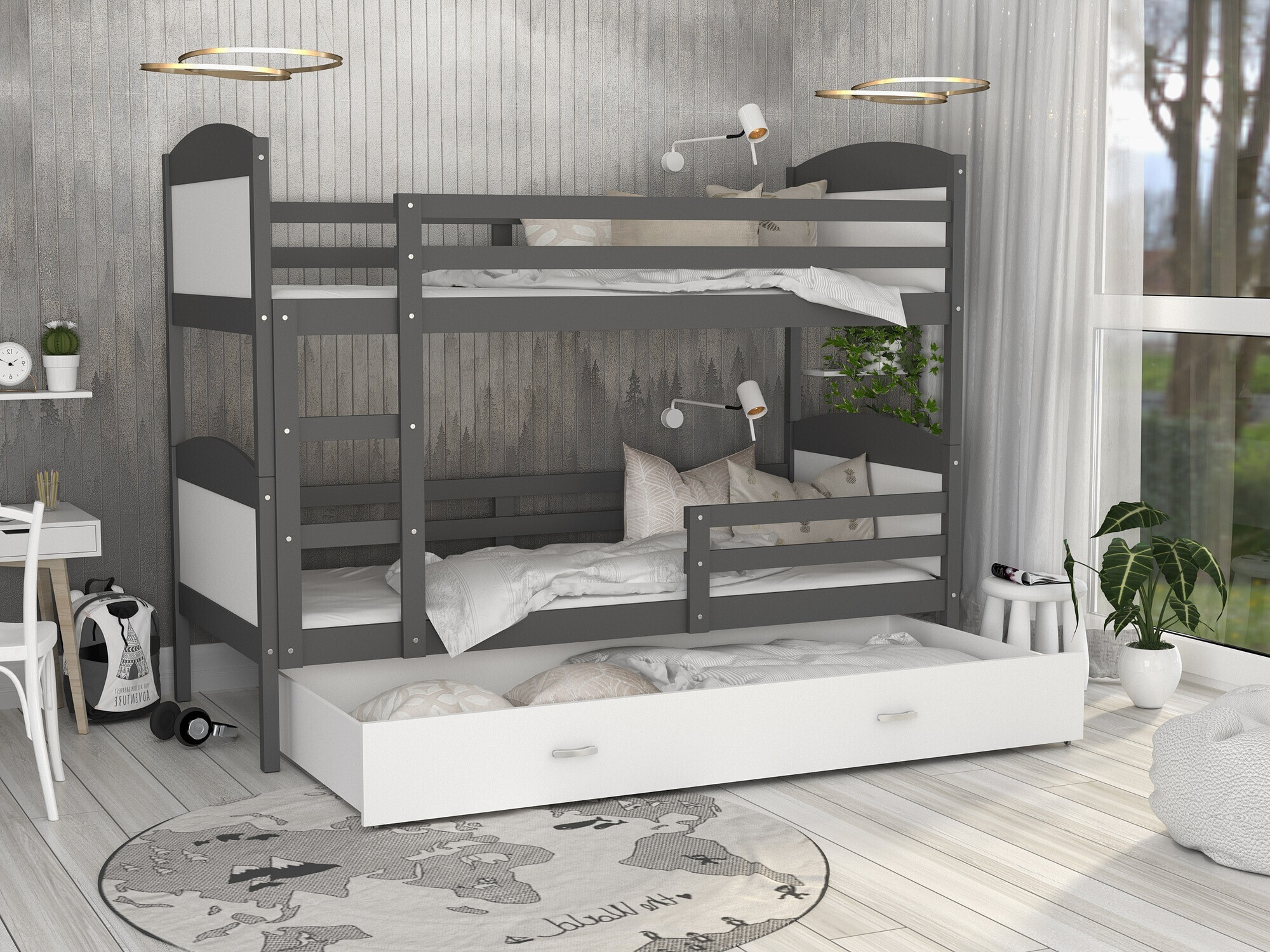 Dvokatan krevet Aurora 103 (Siva) - Kreveti | Namjestaj.hr