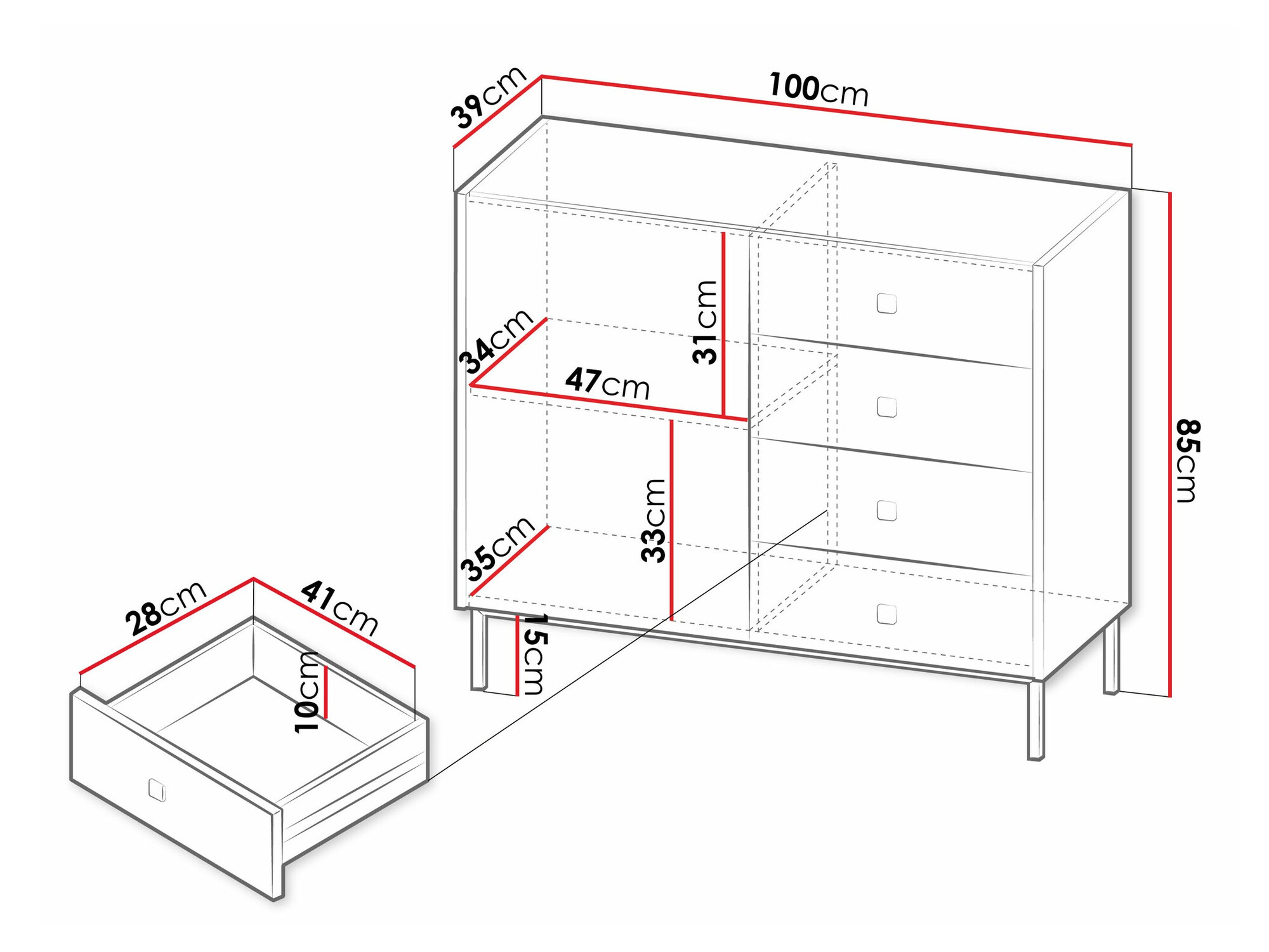 Komoda Comfivo Nunove 100 (Crna) - Namještaj za dnevni boravak ...